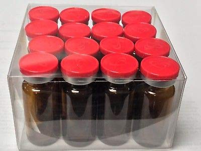 10ml Sterile Amber Empty Vial with Red Flip Cap Seal and Grey Butyl Stopper 16pk