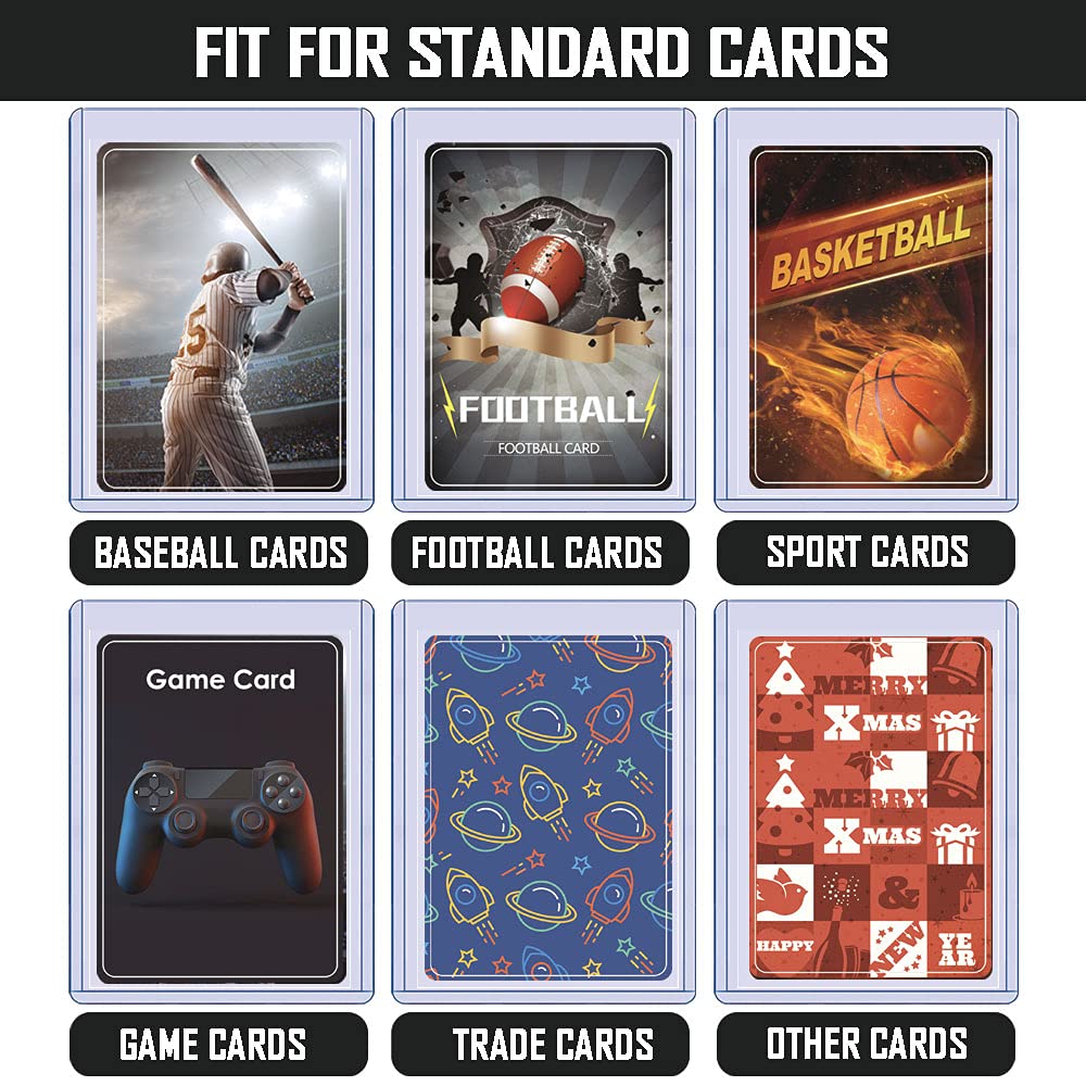 100 ct Toploaders Trading Card Sleeves Holder, Hard Plastic Top Loaders Penny Card Sleeves Card Protectors Fit for Baseball Cards, MTG Card (Include 100 Thick Sleeves & 200 Soft Sleeves)