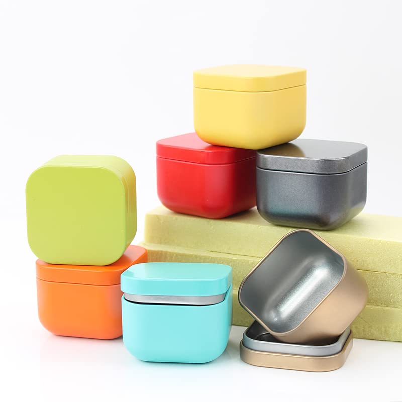 10-Pack Multicolor Small Square Tinplate Tea Tin Can Exquisite Candy Gift and Crafts Box Food Storage Container (Mix-color)