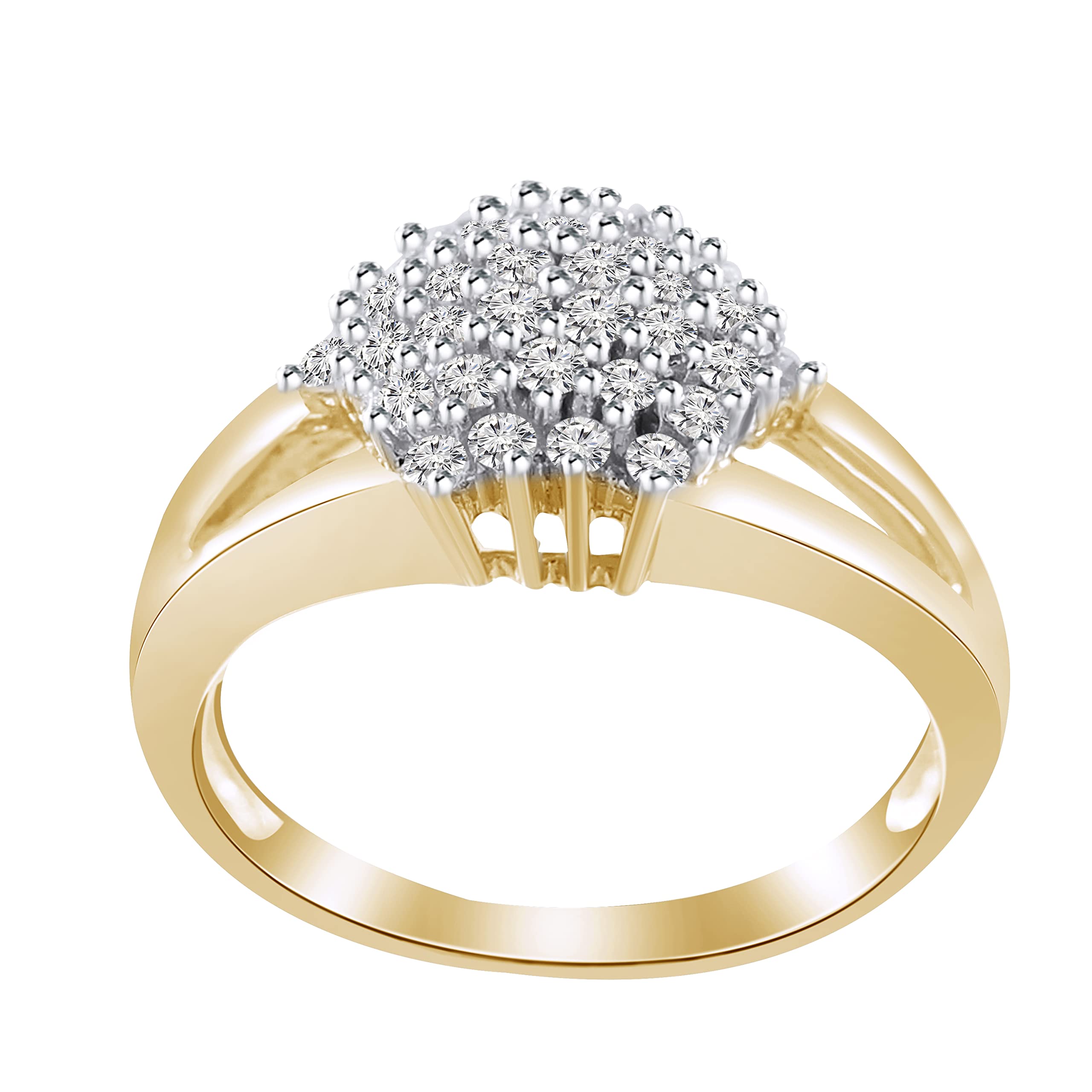 1.30 Carat Round Cut Diamond 14k Yellow Gold Finish Womens Cluster Wedding Ring_US-12
