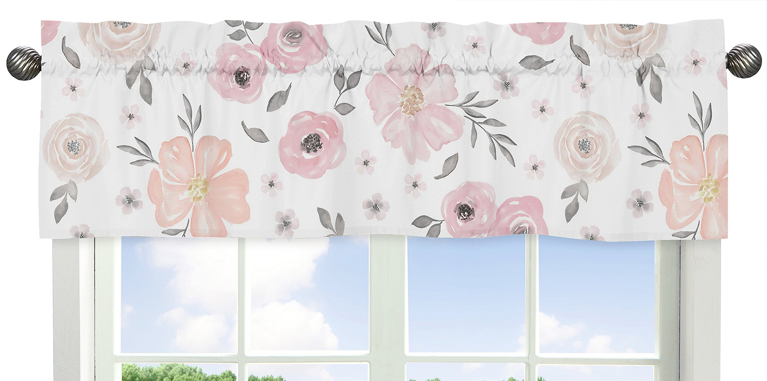 11 pc. Blush Pink, Grey and White Watercolor Floral Baby Girl Crib Bedding Set by Sweet Jojo Designs - Rose Flower Polka Dot