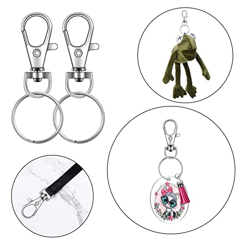 100PCS Key Chain Clip Hooks, Swivel Clasps Lanyard Snap Hook, Keychain Hooks for Lanyard Key Rings Crafting Silver