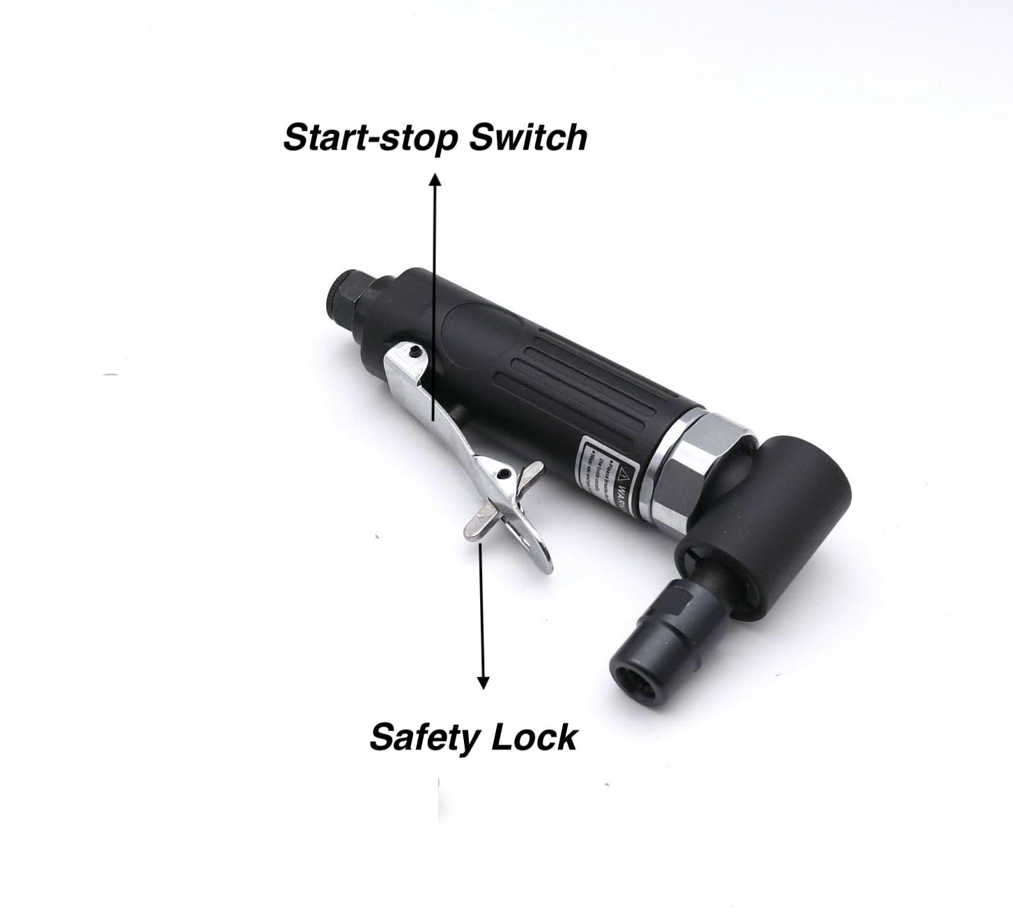 1/4 Angle Grinder, Air Angle Die Grinder Tool, 90° Pneumatic Tool with Collet and Wrenches, Rear Air Exhaust, Heavy Duty Cordless Grinder for Deburring, Polishing, Engraving