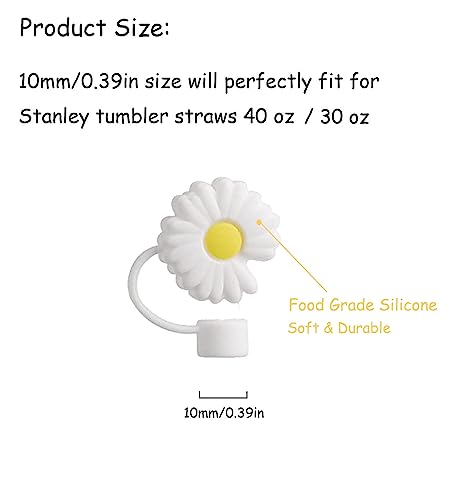 10mm Straw Cover, 4pcs Straw Covers Cap for Stanley Cup 40 oz 30 oz Food Grade Silicone Cute Large Straw Topper Straw Tips Cover Protector Plugs for Stanley Tumblers Cup for Stanley Cup Accessories