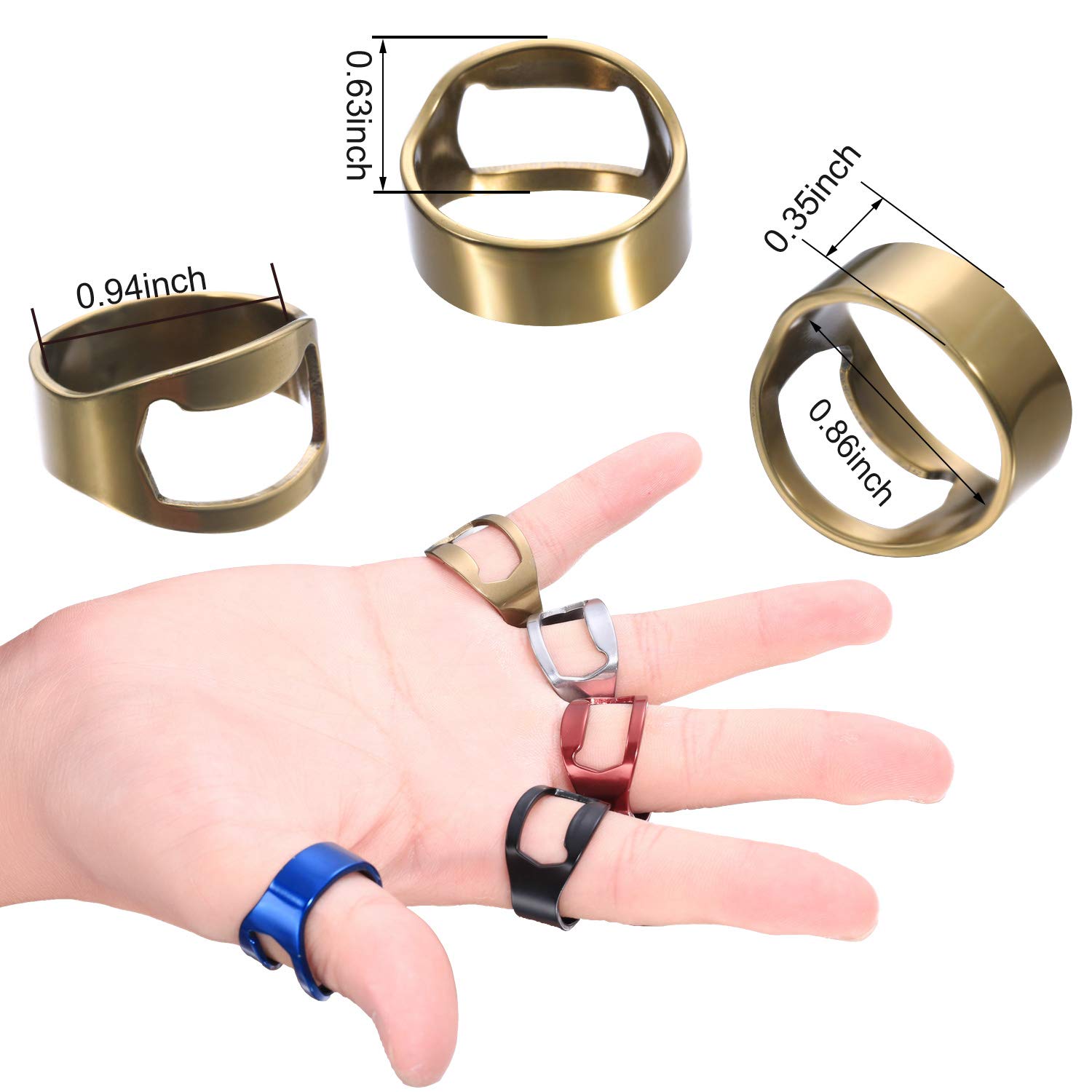10 Pieces Ring Bottle Opener Stainless Steel Beer Bottle Opener Colorful Finger Bottle Opener for Party Present Supplies