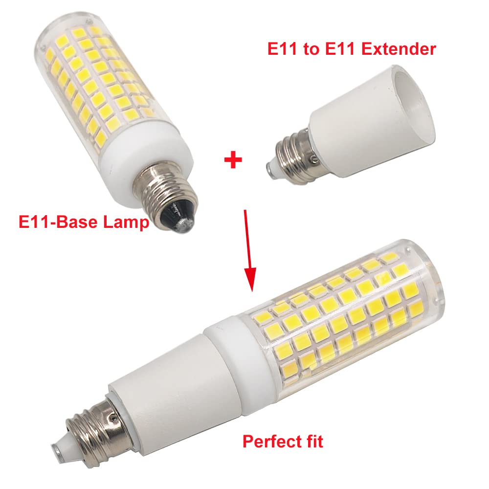 10pcs E-Simpo E11 to E11 Mini Candelabra Light Socket Base e11 led lamp Holder Adapter Extender Converter Extension(10pcs E11 to E11 Extender)