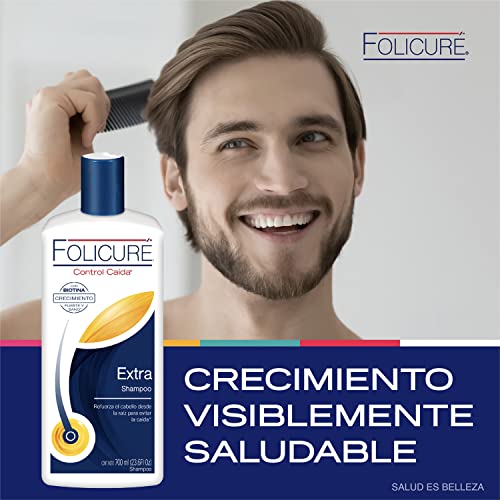 2 PACK!! FOLICURÉ EXTRA SHAMPOO CONTROL CAÍDA CON BIOTINA, CRECIMIENTO FUERTE Y SANO