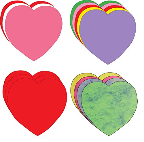 124 in a Pack- Valentine's Large Creative Cut-Out Set, 4 assortments Hearts, 5.5ā Cut-Outs Classroom DĆ©cor, Valentine's Day Theme, and Craft Activities for Kids