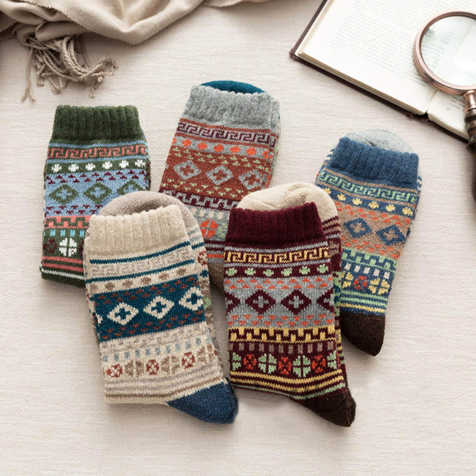 10 12 Pack Vintage Warm Cold Socks 5 Soft Womens Wool Knit Socks Winter Socks Hiking Socks Mens Summer