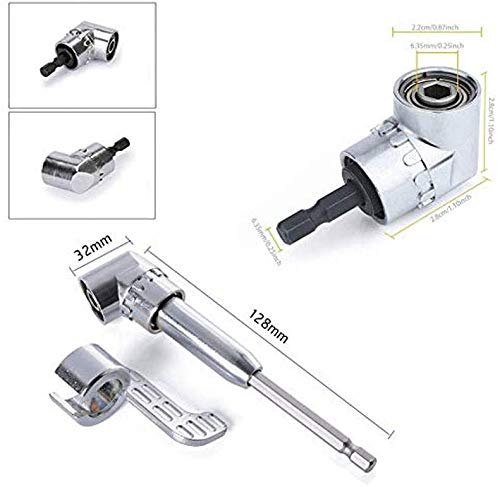 105 Degree Right Angle Driver Angle Extension Power Screwdriver Drill Attachment, 1/4 inch Hexagon Flexible Screwdriver Extension Soft Shaft Kit for Screwdriver &Drill