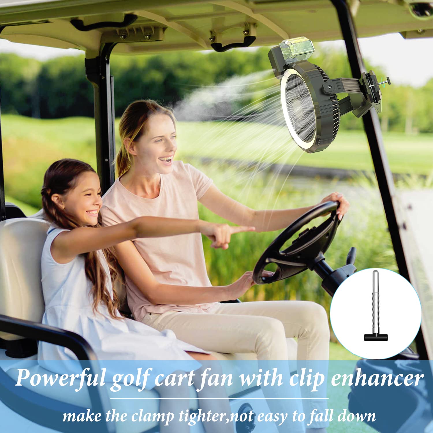 10000mAh Misting Fan Portable with Detachable Water Tank 400ml, 8 Inch Powerful Cool Mist Clip Fan, Battery Operated Rechargeable Fan, 2 Mister Modes, Sleep Timer, LED Lights, for Golf Cart, Outdoors