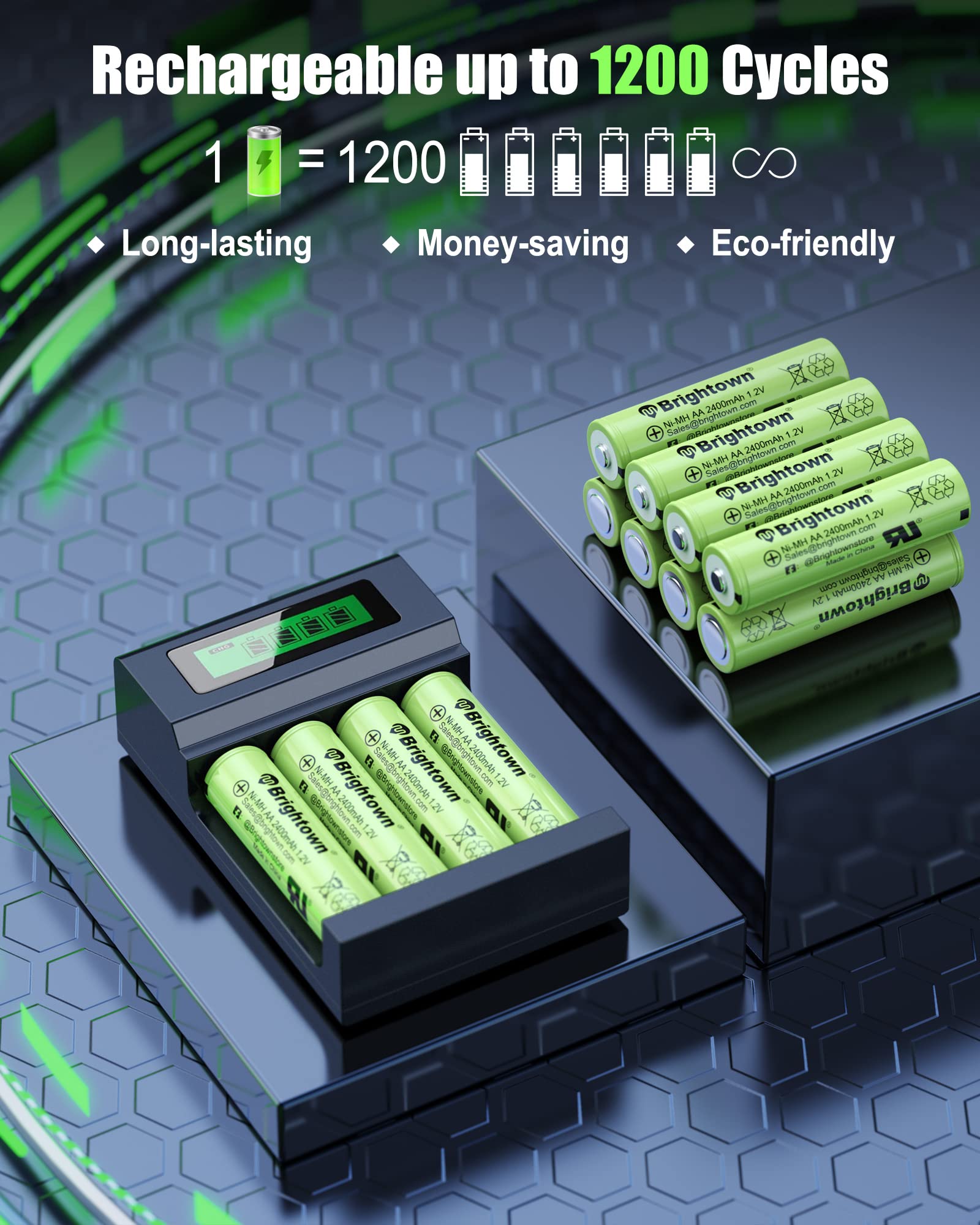 12-Pack Rechargeable AA Batteries Pre-Charged