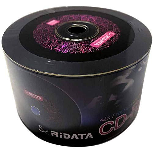 100 Pack Ridata Black CD-R 48X 700MB 80Min Digital Vinyl Surface Black Bottom Blank Media Recordable Disc
