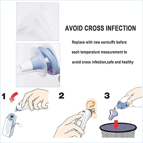 100pcs-Disposable Ear Thermometers Probe Covers, Soft Ergonomic Earmuffs Non Contact Ear Replacement Ear Thermometer Lens Filters for All Braun Digital Thermometers Sleeve