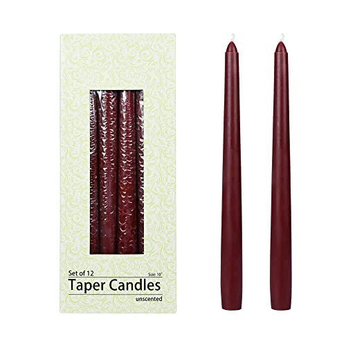 10 Inch Burgundy Taper Candles