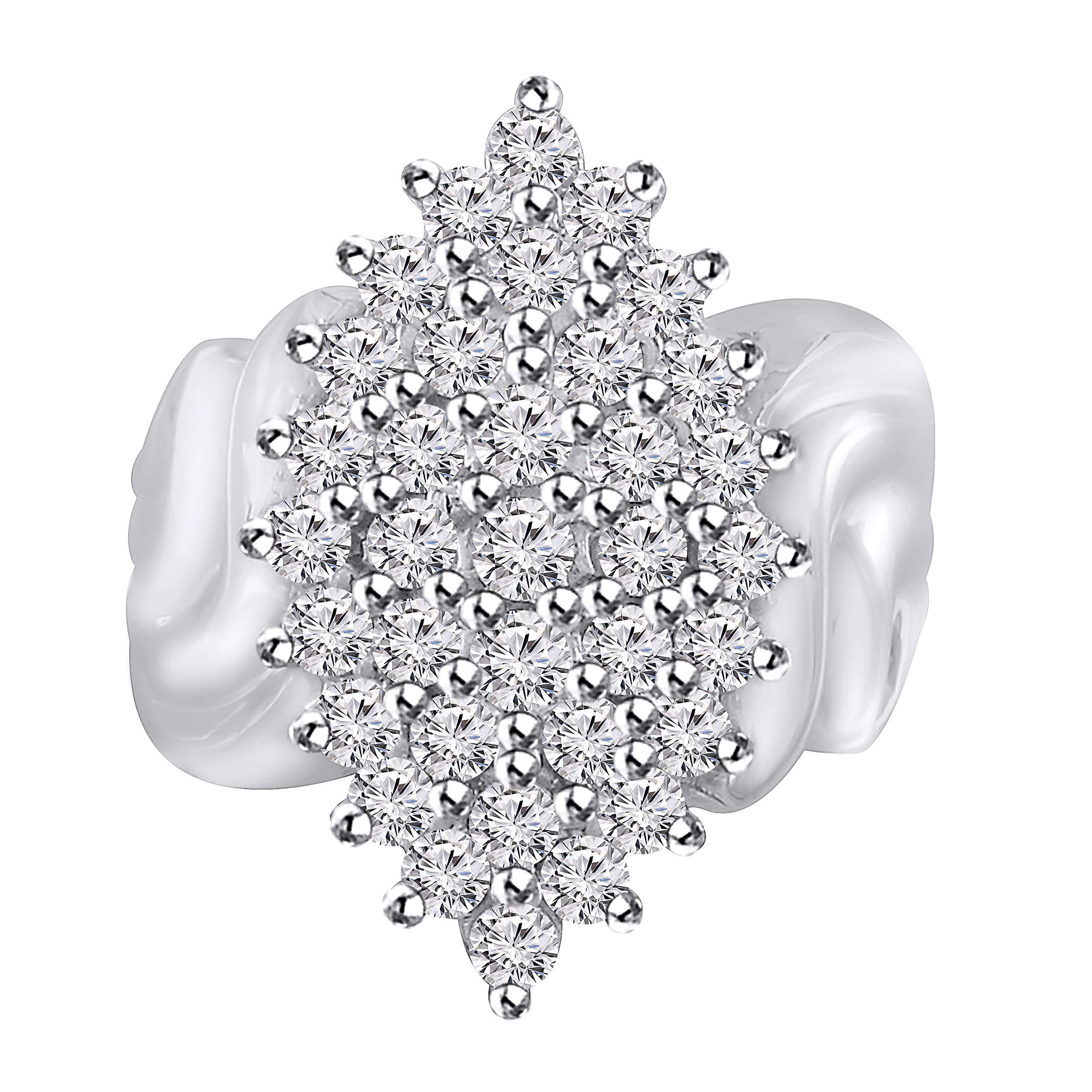 1.50 Ctw Round Cut Diamond 14k White Gold FN Cluster Wedding Ring_US-8