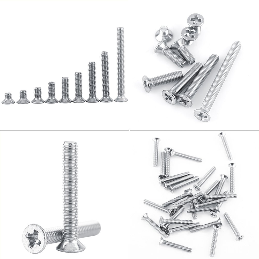 100Pcs/Bag M3 Machine Screws,9Types M3 Flat Head Stainless Steel SS304 Machine Countersunk Screw Bolt Fastener(M3x8)