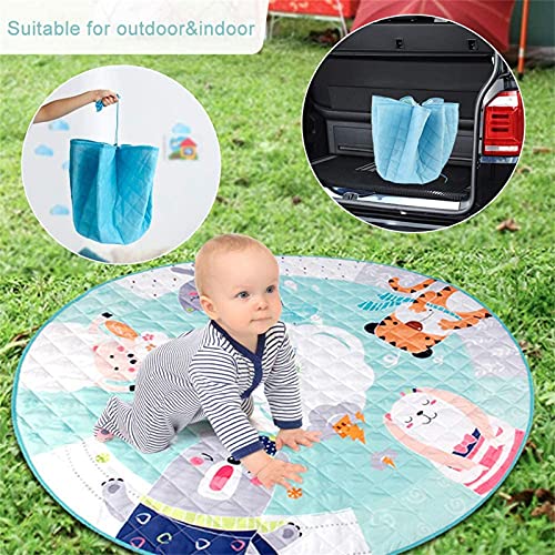 ABREEZE Baby Kids Play Mat Tummy Time Floor Mat Drawstring Toy Bag Foldable Soft and Washable Toys Storage Organizer Children Play Rugs with 59 inches Large Diameter(Pink)