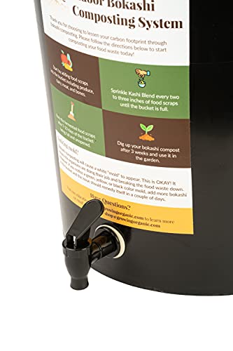 2 Bucket Indoor Bokashi Composting System - Kitchen Compost Buckets with A Spout - Air Tight Gamma Seal Lid - Practical Way to Collect All Your Organic Waste - 5lbs of Kashi Blend