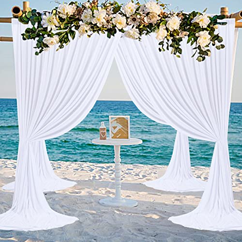 10ft x 10ft White Backdrop Curtains Panels for Party Wrinkle Free Fabric Backdrop Drapes Decorations Cloth for Wedding Baby Shower Photography Engagement Bridal Shower Gender Reveal Background Curtain