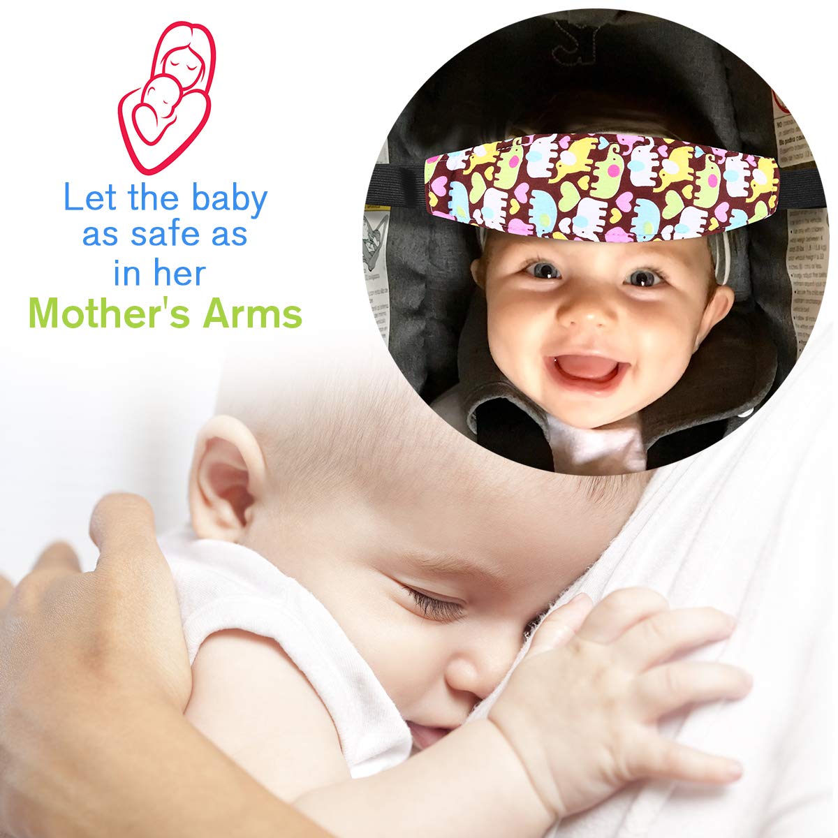 2 Packs Toddler Car Seat Neck Relief and Head Support, Pillow Support Head Band Easy Installation On Most Convertible Seats and Safety to Babies and Kids(Elephant)