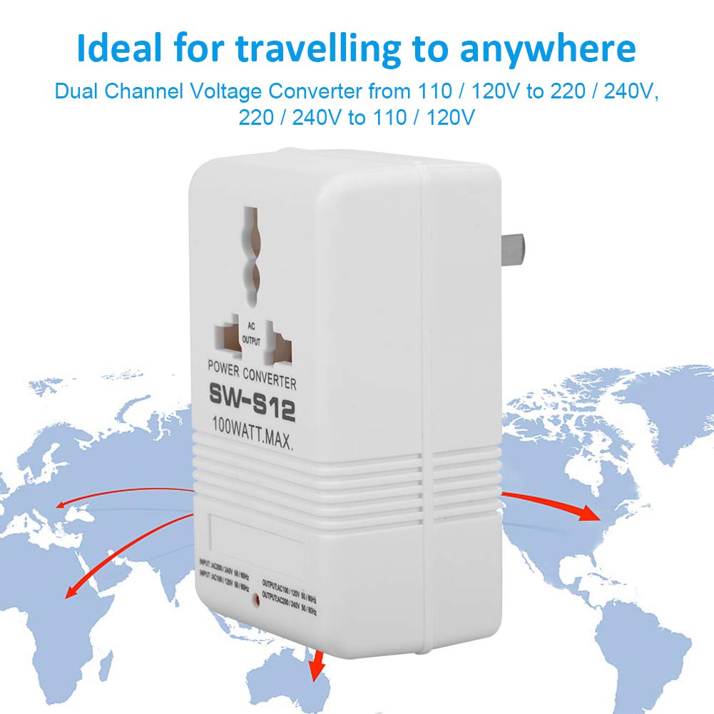 110V/120V to 220V/240V Voltage Converter, ABS CN Standard Plug Step-Up&Down Voltage Converter Transformer (CN Standard Plug)