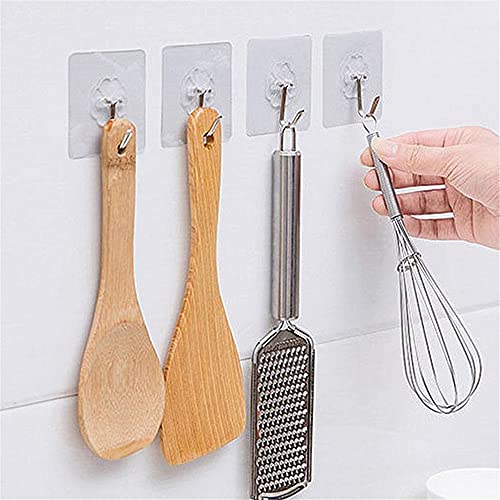 12Pcs/Set Transparent Seamless Self Adhesive Hook Load Bearing 13.2lb/6kg(Max) Waterproof and OilproofStrong Stick Hook Bathroom Kitchen Wall Hanger
