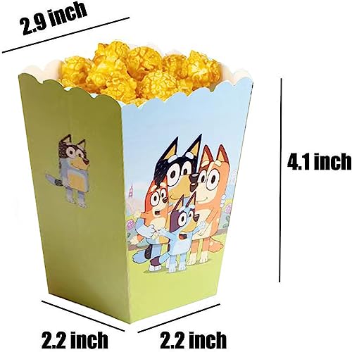 12Pcs Blueys Birthday Party Supplies Blueys Popcorn Box Snack Treat Box Candy Cookie Container for Blueys Theme Party Favors Decoration