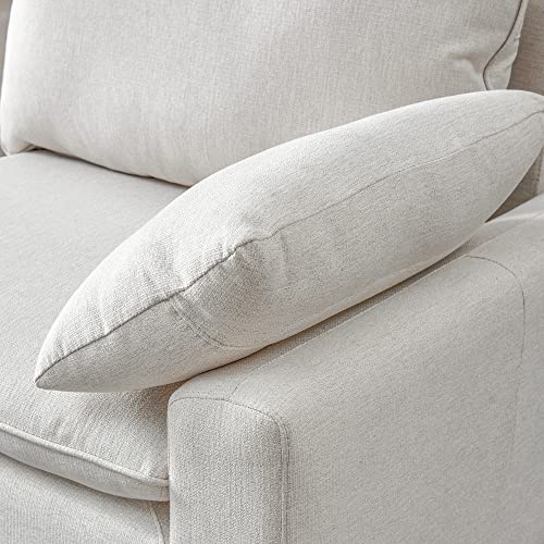 100'' Linen L-Shaped Right-Hand Facing Sectional Sofa with Metal Legs and 2 Pillows(Beige)