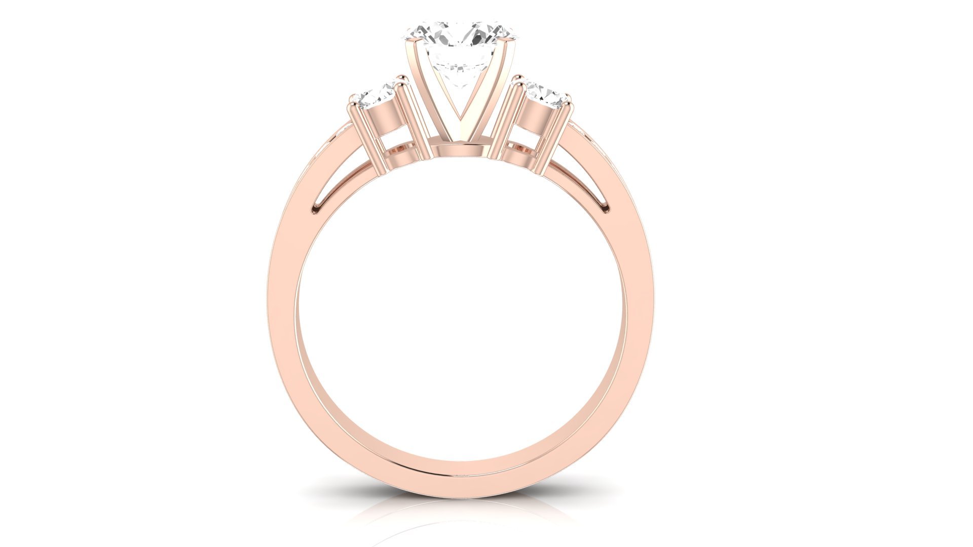 1.1 Carat GIA Certified Heart Cut 14K Rose Gold Channel Set 3 Three Stone Diamond Engagement Ring (I-J Color VS1-VS2 Clarity)