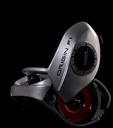 13 FISHING - Origin F1 - 6'7" M Baitcast Combo - 8.1:1 Gear Ratio - Right Hand Retrieve (Fast Action) (Fresh) - OF18.1-67M-RH, Silver/Red