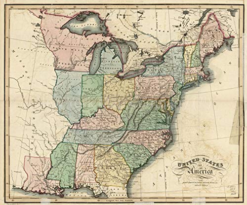1818 Map| United States of America| United States Map Size: 20 inches x 24 inches |Fit