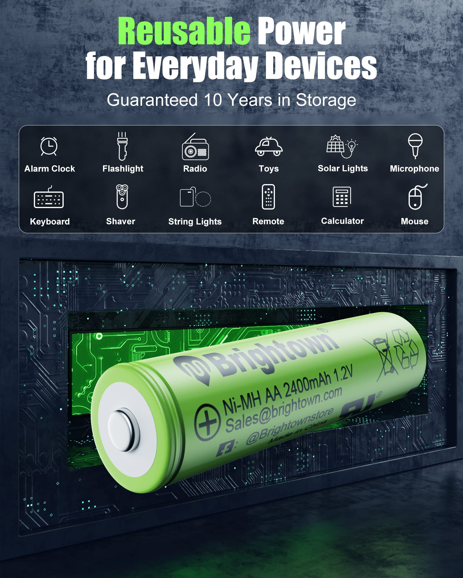 12-Pack Rechargeable AA Batteries Pre-Charged
