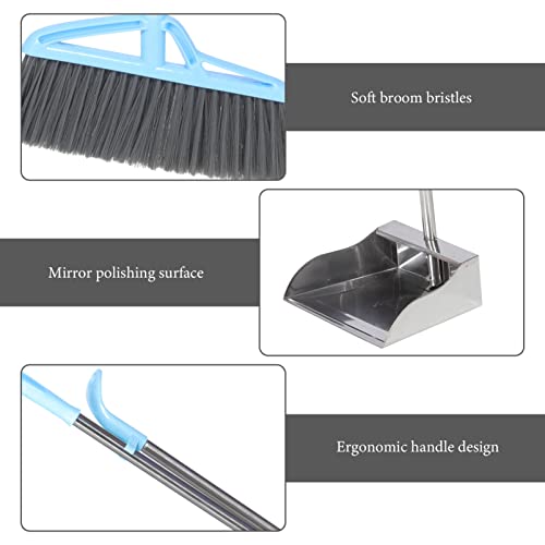 1 Set Stainless Steel Trash Shovel Trash Cleaning Shovel Garden Dustpan Garbage Sweeping Tool Broom and Dustpan Kitchen Stainless Steel + Plastic Office Small Broom Handheld