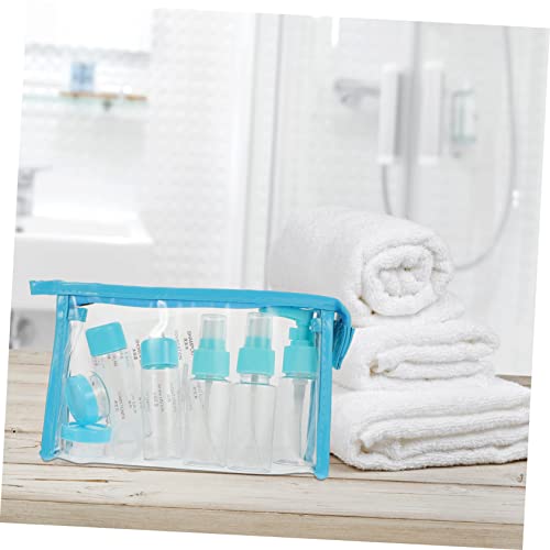 1 Set Toiletry Tools Bottles Cosmetic Holder Blends Shampoo Makeup Up Make Cosmetics and Reusable Blue Containers Essential Travel Kit Refillable Cream Size Product Lotion Soap