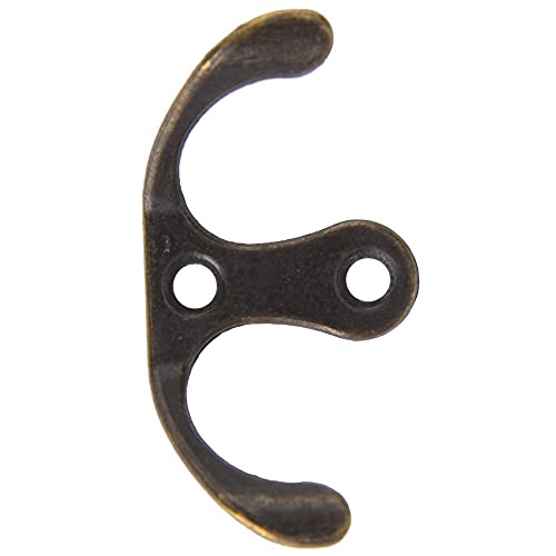 10 Pack Wall Hooks Coat Hooks, Heavy Duty Towel Hook Double Prong Robe Hanger Wall Mounted Coat Rack Retro Utility Hooks for Hanging Towels Clothes Robes Bag Key Cup Hat, Zinc Alloy, Bronze