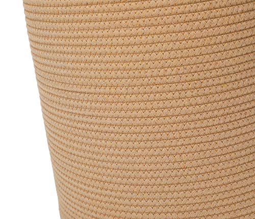 13" x 13" x 15" Medium Storage Basket with Lid, Cotton Rope Storage Baskets, Laundry Hamper, Cloth Bin, for Clothes Towels Blankets Storage in Living Room, Large Basket Full Beige with Cover