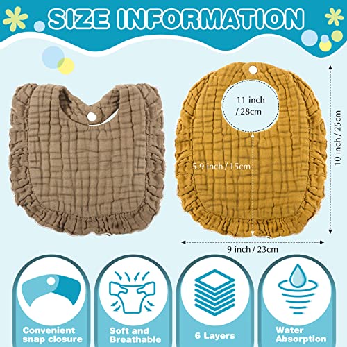 10 Pcs Lace Muslin Baby Bibs Bandana Drool Bib 9 x 10 Inch Burp Cloths 6 Absorbent Layers Bibs for Newborn Unisex (Light Color)