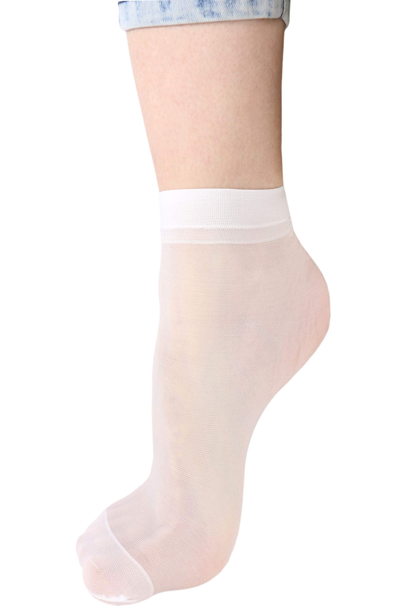 10 Pairs Women's Soft Ankle High Sheer Socks Hosiery (10Pairs White)