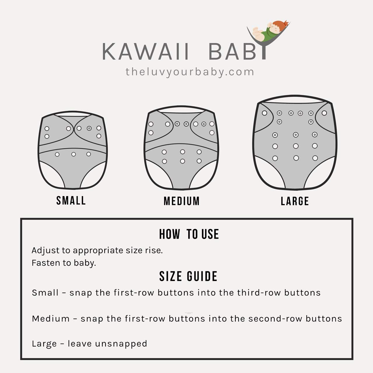 12 KaWaii Baby One Size HD3 Cloth Diapers + 24 One Size Stay-Dry Super Absorbent Inserts 8-36 pounds Unisex - Best Daycare Cloth Diaper
