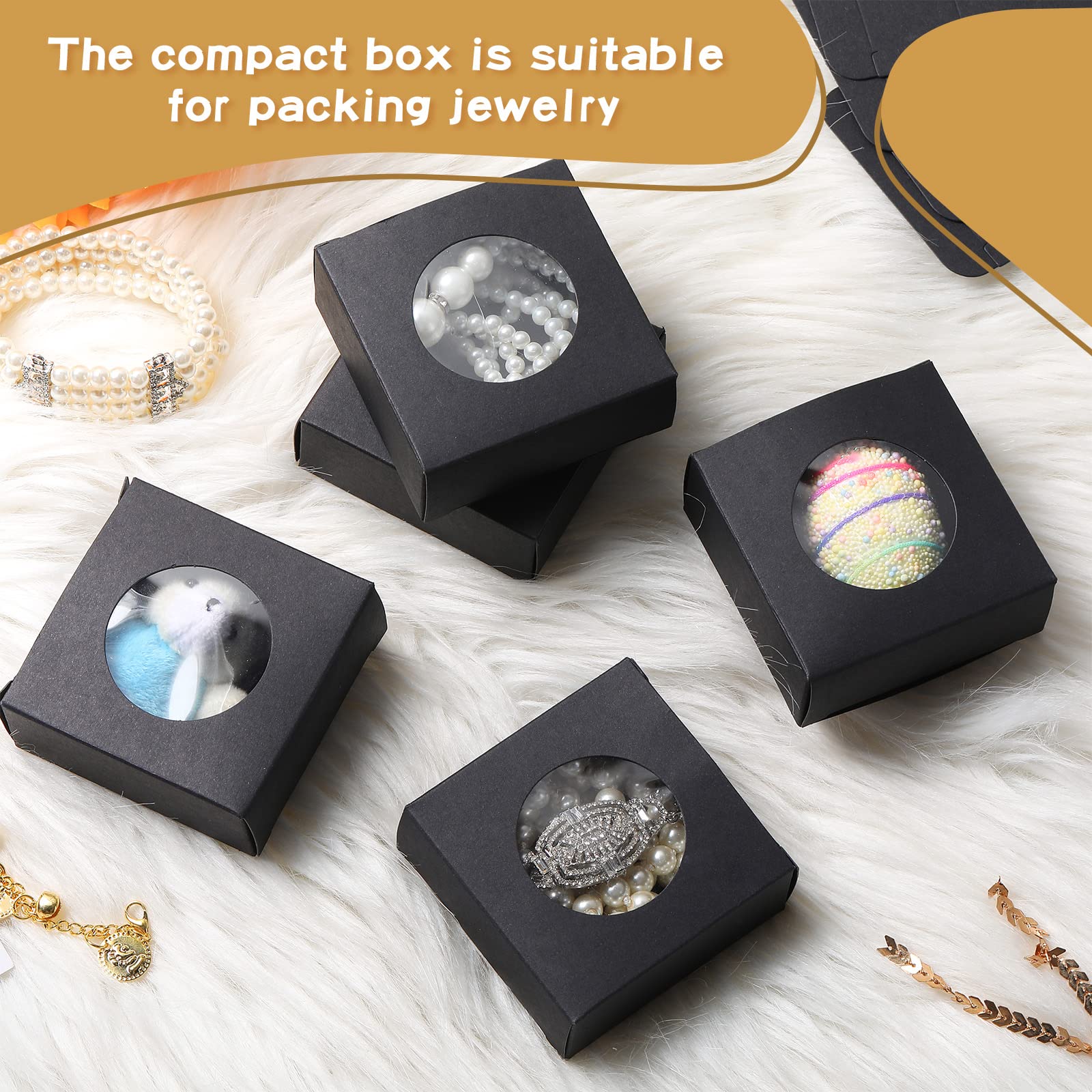 100 Pcs Soap Boxes Soap Wrappers Soap Packaging Candy Boxes Small Black Gift Box Small Cookie Boxes with Window 3x3x1 Gift Boxes for Homemade Soap Making Party Favor Packaging