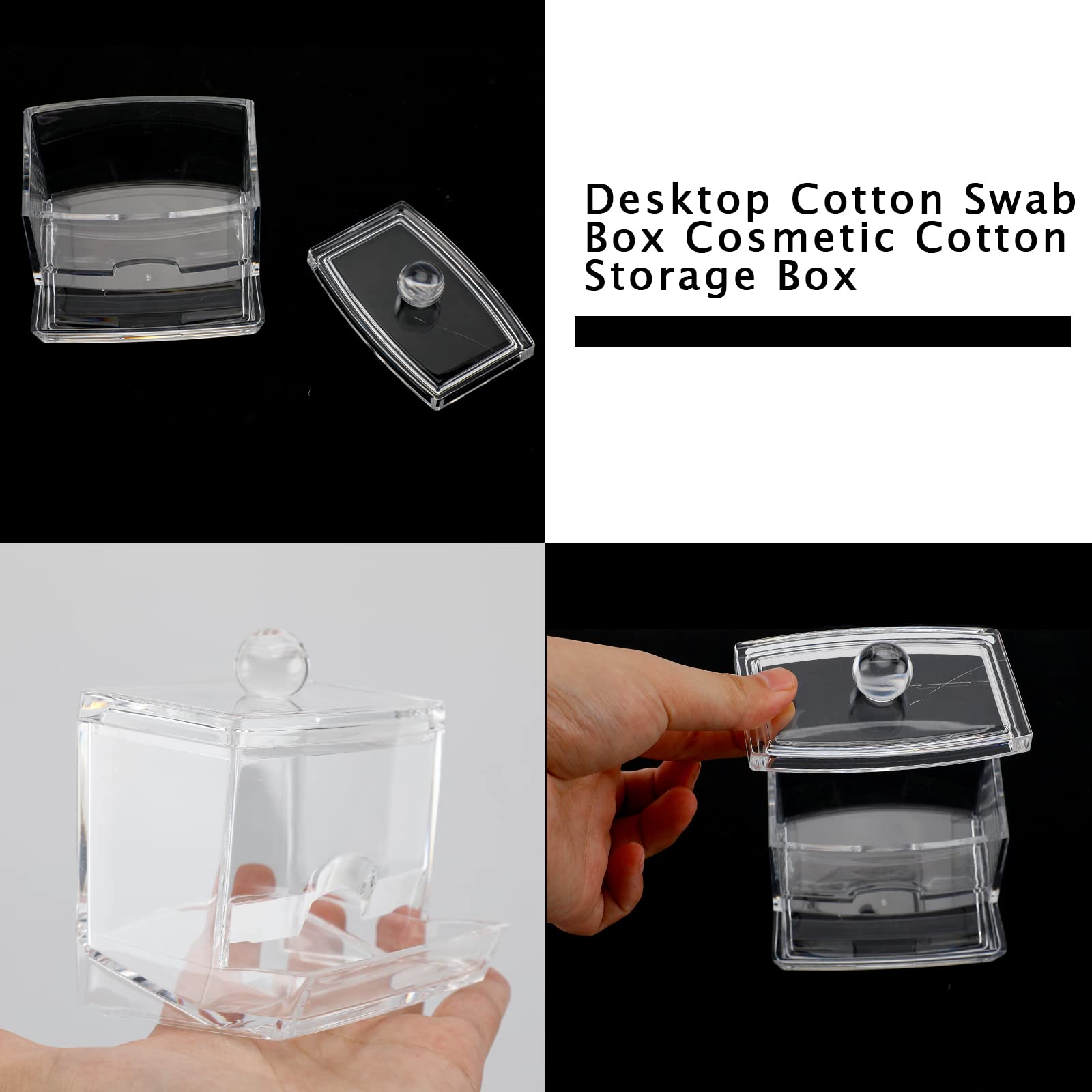 10 Ounce Cotton Swab Pad Holder With Lid Large Acrylic Clear Bathroom Organizer, Cotton Ball Holder Apothecary Jar for Makeup Pads/Toothpicks/Dental Floss