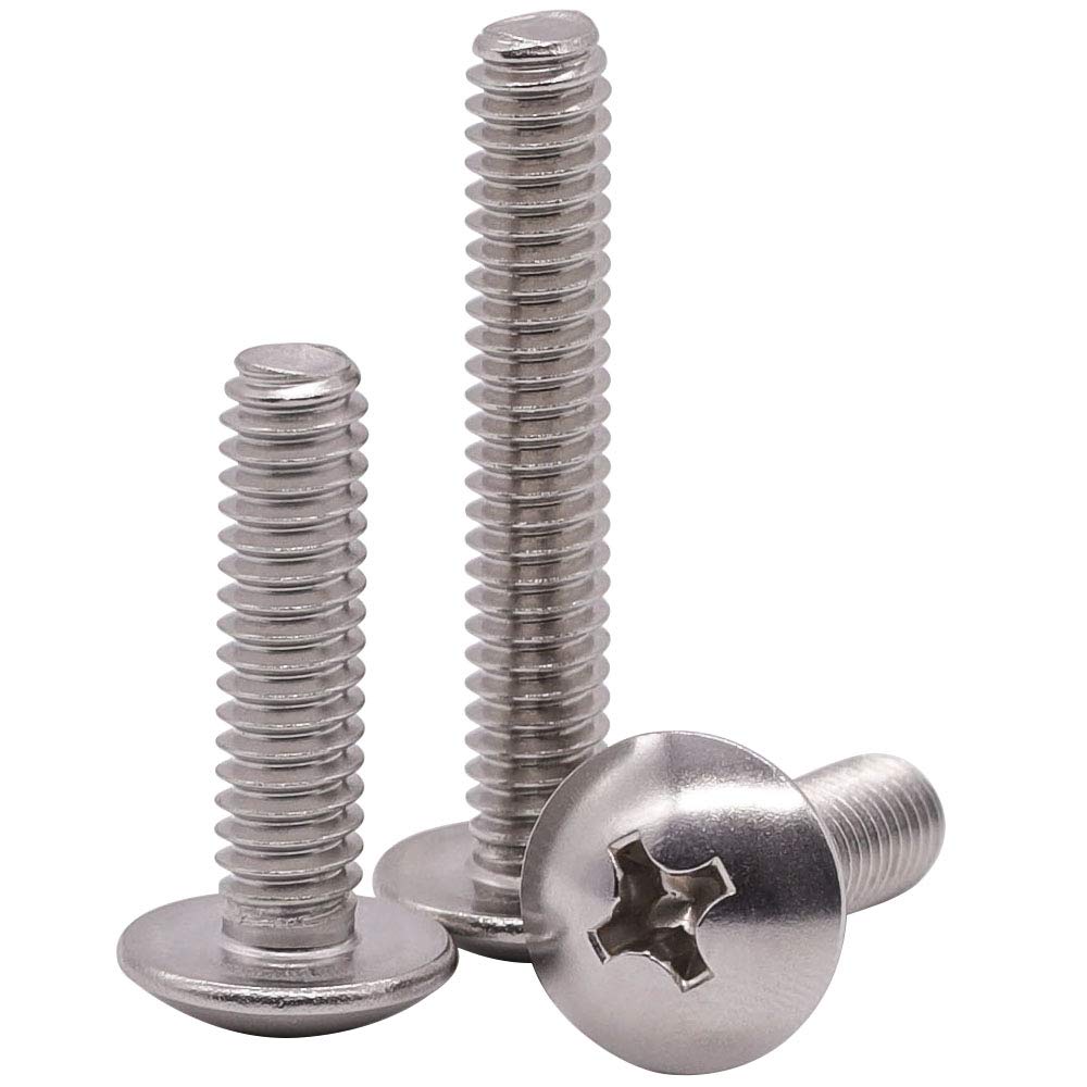 1/4-20 x 1 Truss Head Machine Screws, Phillips Drive, Fully Machine Thread, 18-8 Stainless Steel 304, Bright Finish, Pack of 50