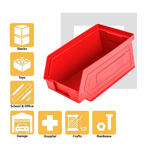 24 Pack Small Storage Bin, Wall Mount Storage, Hanging and Stacking Bin, Freestanding | 7β x 4β x 3β Plastic Container | Red | Zeus 1PLZ03 | StorageCompat