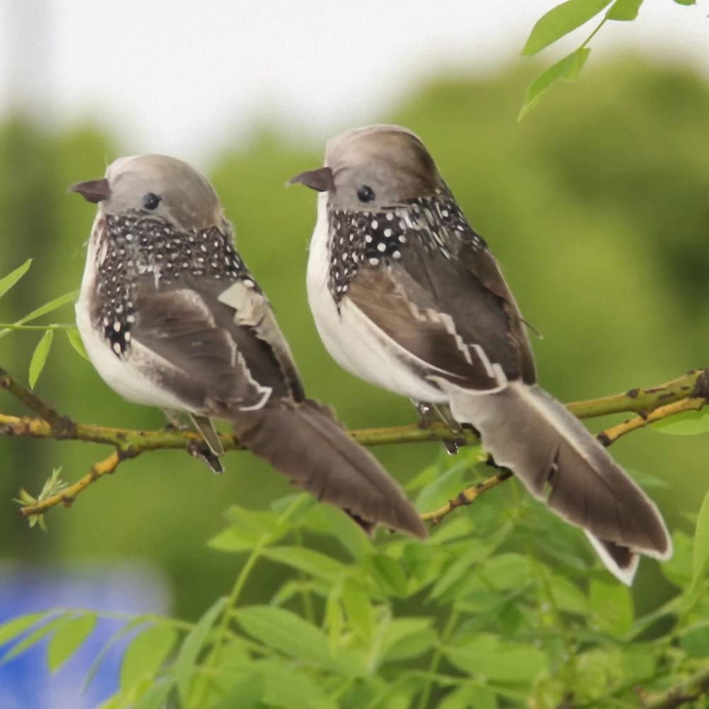 12Pcs Artificial Simulation Feather Birds with Clips Foam Birds Ornaments DIY Craft for Home Garden Wedding Decoration Party Accessories