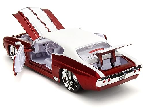 1971 Chevy Chevelle SS Candy Red with White Top, White Stripes and White Interior Bigtime Muscle Series 1/24 Diecast Model Car by Jada 35020