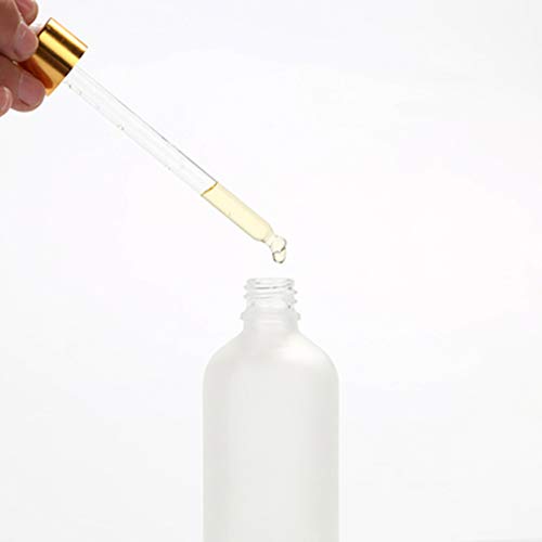 12 Pack Set Glass Dropper Bottles With Golden Caps Frosted Glass Vials Essential Oil Sample Bottles With Glass Eye Dropper Free Dropper&Funnel (50ml/1.7oz)