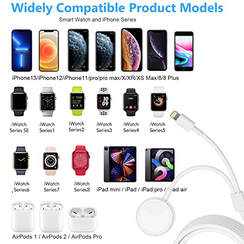 2 in 1 USB-C Fast Apple Watch Charger,6.6FT Apple Certified Wireless iWatch Charger Magnetic Charging Cable with 20W USB C Wall Charger Plug for Apple Watch Series 8/7/SE/6/5/4/3 & iPhone 14/13/12/11