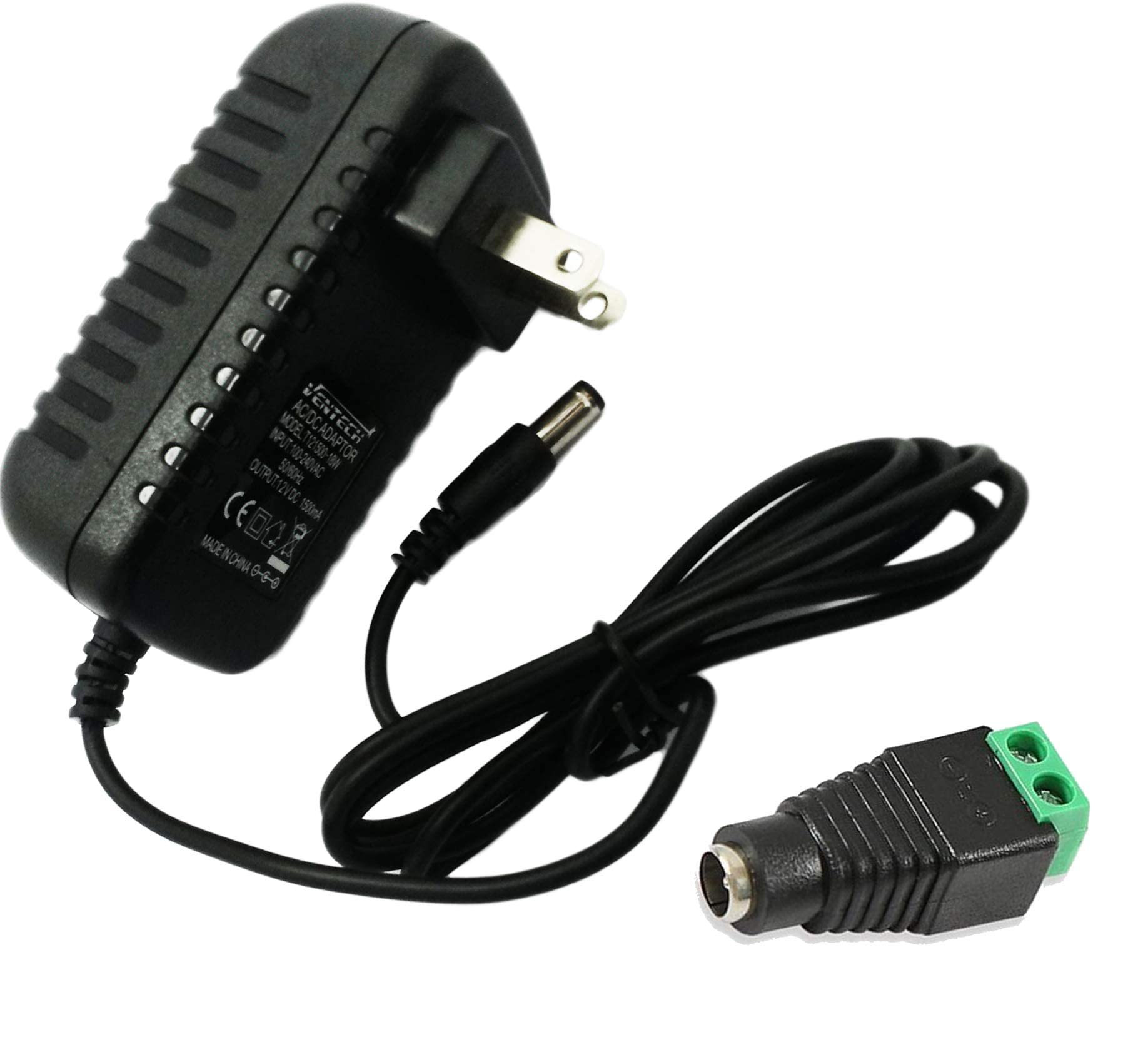 12V 1.5A Power Supply Adapter 100-240V AC to DC 12V Transformers, Switching Power Supply for 12V 3528/5050 LED Strip Lights 18W More Than Regular 12 Volt 1Amp 1a 2.1mm X 5.5mm Security CCTV VENTCH
