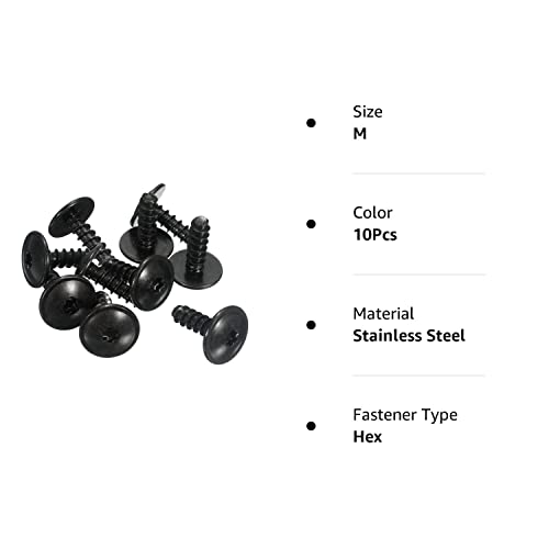 10pcs Screw Bolt Retainer Fender Liner Under Cover - Screw Truss Head Bumper Splash Guard Fender Liner Splash Shield Bumper Cover Self Tapping Compatible with N90974701 Volkswagon,Audi,Porsche